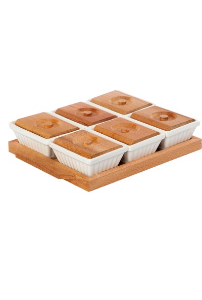 Yakut 6'lı Ahşap Kapaklı Kahvaltılık