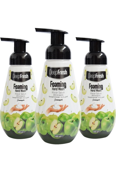 Deep Fresh Meyve Köpük Sabun Yeşil Elma 3 x 400 ml Deep Fresh Meyve Köpük Sabun Yeşil Elma 3 x 400 ml