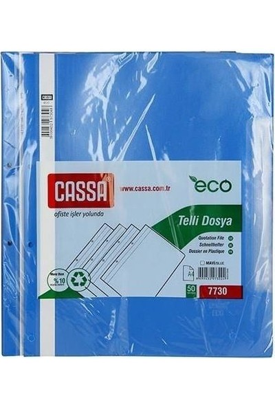 Cassa Plastik Telli Dosya Mavi 50'li Paket 5 Adet Cassa Plastik Telli Dosya Mavi 50'li Paket 5 Adet