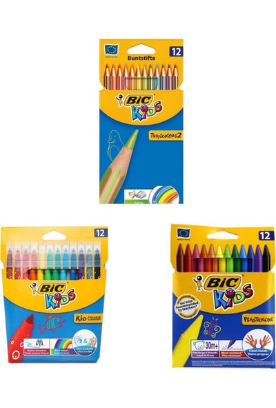 Bic Tropicolors Kuru Boya 12'li + Keçeli Boya 12'li + Mum Boya 12'li