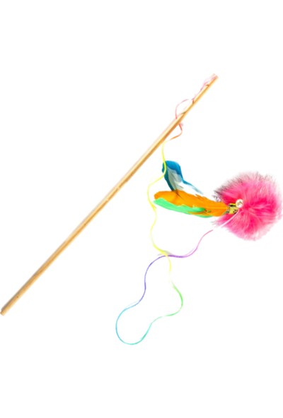 By Pet Tüylü Çıngırak Zilli Ponponlu Kedi Oltası By Pet Tüylü Çıngırak Zilli Ponponlu Kedi Oltası