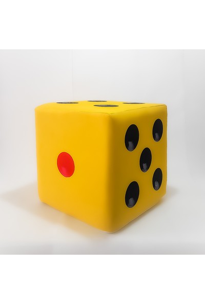 Dekopuf Zar Desenli Sarı Kare Puf Dekopuf Zar Desenli Sarı Kare Puf