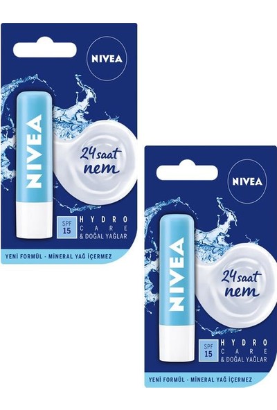 Nivea Lip Dudak Bakım Kremi Hydro Care 2'li Set
