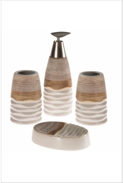 4 Parça Seramik Sıvı Sabunluk Banyo Seti