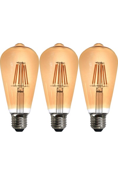 Heka LED Rustik 3 Adet Ampul 8 W Gün Işığı 2500K Heka LED Rustik 3 Adet Ampul 8 W Gün Işığı 2500K