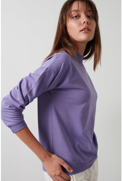 Lela Dik Yaka Basic Örme Sweat Kadın Sweat 5863323