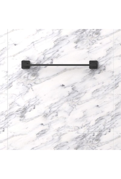 Alz Banyo Kare Mat Siyah Uzun Havluluk Paslanmaz