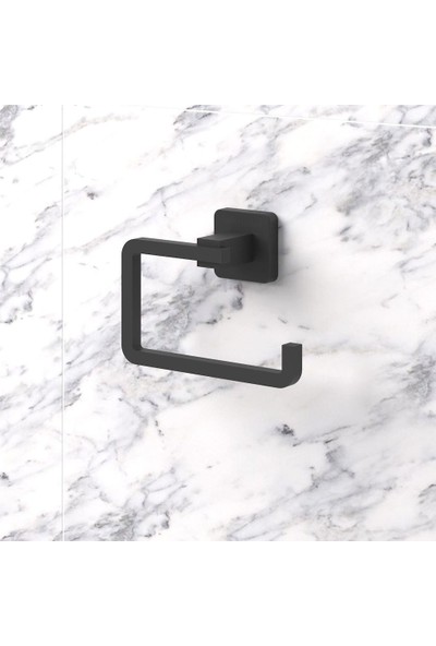 Alz Banyo Kare Mat Siyah Tuvalet Kağıtlığı - Kağıtlık