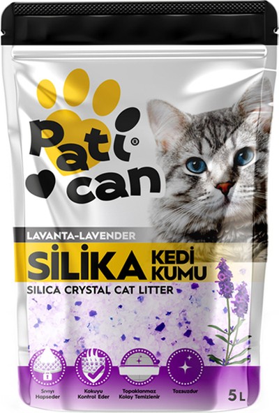 Patican Lavanta Kokulu Silika Kristal Kedi Kumu 5 lt Patican Lavanta Kokulu Silika Kristal Kedi Kumu 5 lt