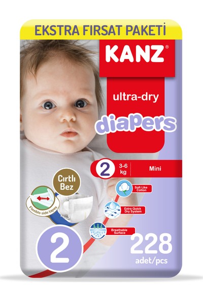Kanz Bebek Bezi 2 Numara 3 x 76'lı
