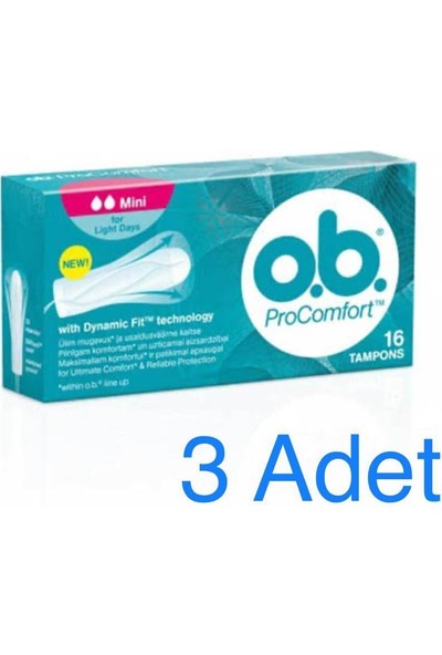 O.B. Procomfort Mini Tampon 16'lı x 3 O.B. Procomfort Mini Tampon 16'lı x 3