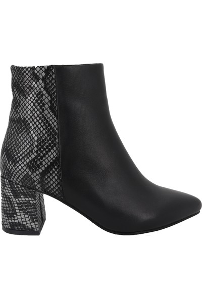 Hobby Siyah Deri Kadın Topuklu Bot LP001