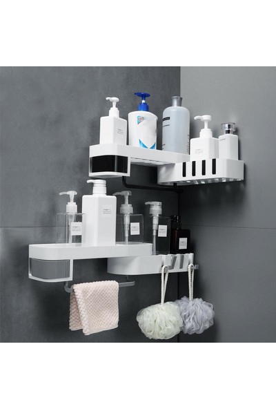 Bien Köşe Banyo Rafı Dönebilen Duvara Monte Duş Şampuanı Rafları