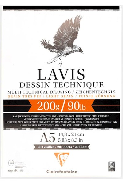 Clairefontaine Lavis Multi Teknik Yapışkanlı Defter 20 Yaprak A5 Clairefontaine Lavis Multi Teknik Yapışkanlı Defter 20 Yaprak A5