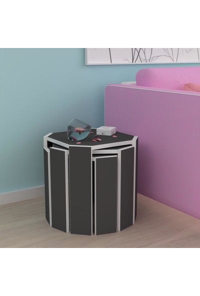 Kenzlife zigon sehpa biondo gri 3 lü sehpa takımı