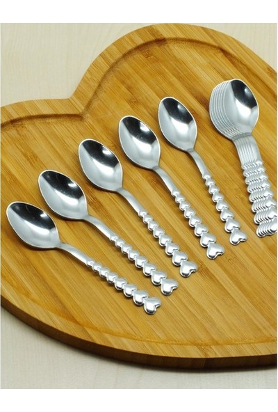 Doğuş Mutfak 6 Adet Kalpli Çelik Çay Kaşık Seti Doğuş Mutfak 6 Adet Kalpli Çelik Çay Kaşık Seti