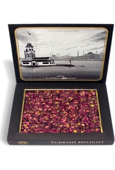 Altın Cezve Gül Yapraklı Antep Fıstıklı Lokum 400 gr Altın Cezve Gül Yapraklı Antep Fıstıklı Lokum 400 gr