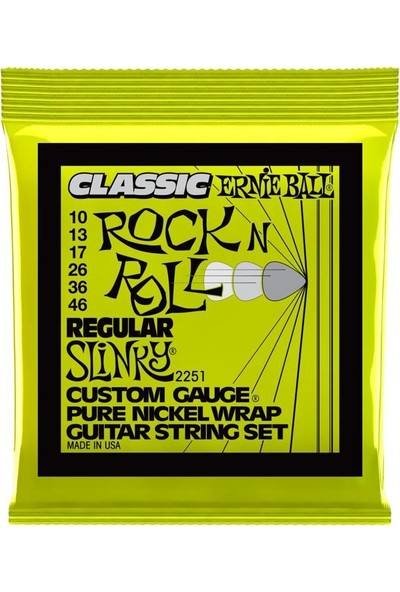 Ernie Ball 2251 Regular Slinky Classic Rock N Roll Electric Guitar Strings Takım Tel Elektro Gitar Teli 010-46 Ernie Ball 2251 Regular Slinky Classic Rock N Roll Electric Guitar Strings Takım Tel Elektro Gitar Teli 010-46