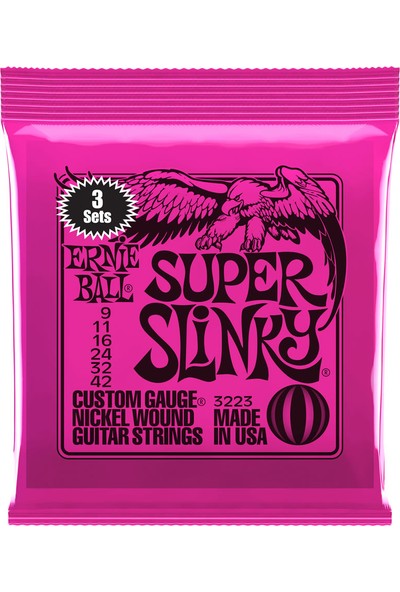 Ernie Ball 3223 Super Slinky Nickel Wound Electric Guitar Strings Elektro Gitar Teli 009 (3 Set) Ernie Ball 3223 Super Slinky Nickel Wound Electric Guitar Strings Elektro Gitar Teli 009 (3 Set)