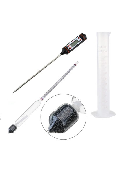 Joytech 27CM Uzun Form Alkolmetre- 100ML Mezur - Termometre Alkol Ölçüm Seti Joytech 27CM Uzun Form Alkolmetre- 100ML Mezur - Termometre Alkol Ölçüm Seti