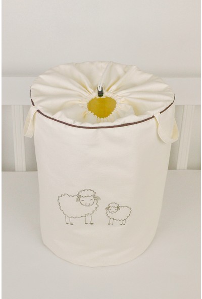 HS Hometex Kuzu Nakışlı Bez Kirli & Oyuncak Sepeti