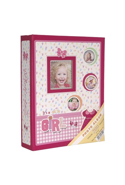 Sara 10x15 cm 200'lük Pencereli Bebek Fotoğraf Albümü Pembe