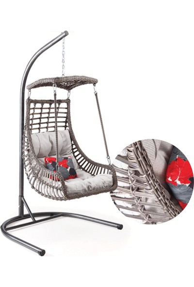 Capri Swing Alaçatı Tekli Rattan Bahçe Balkon Salıncağı