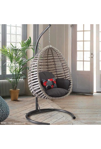 Capri Swing Gümbet Tekli Rattan Bahçe Balkon Salıncağı