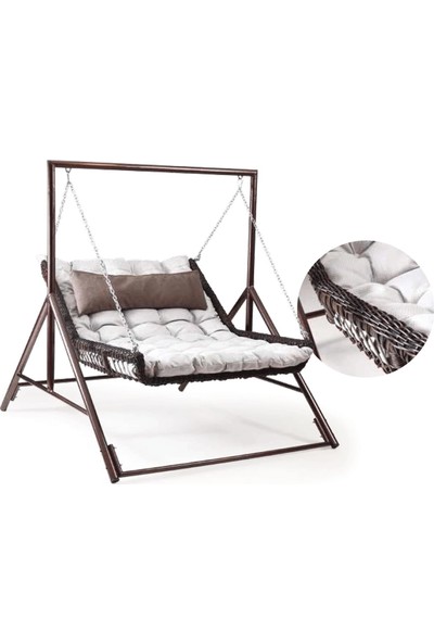 Capri Swing Capri Bed Çiftli Rattan Bahçe Balkon Salıncağı