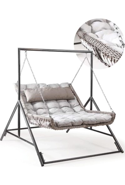 Capri Swing Capri Bed Çiftli Rattan Bahçe Balkon Salıncağı