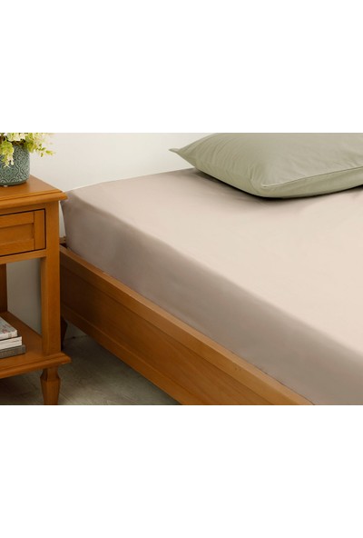 Düz Pamuklu Tek Kişilik Çarşaf 160 x 240 cm Kahve Köpüğü