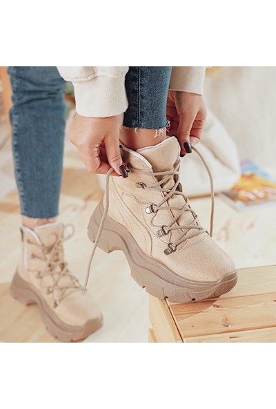 Limoya Kendall Bej Kalın Tabanlı Fermuarlı Spor Bot Limoya Kendall Bej Kalın Tabanlı Fermuarlı Spor Bot