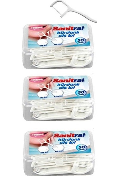 Sanitral kürdanlı diş ipi 150 adet 3 kutu Sanitral kürdanlı diş ipi 150 adet 3 kutu