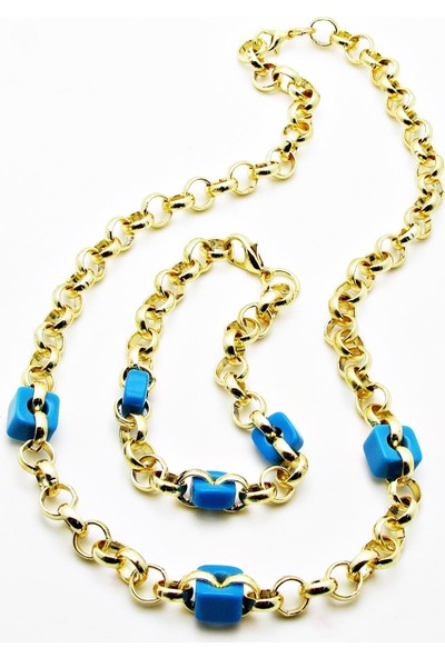 Takı Dükkanı Altın Kaplama Doch Zincirli Kolye Bileklik Seti bbs02