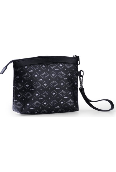 Deri Company Kadın Basic Clutch Çanta Monogram Desenli Logolu Siyah Gri (4010SG) 214009 Deri Company Kadın Basic Clutch Çanta Monogram Desenli Logolu Siyah Gri (4010SG) 214009