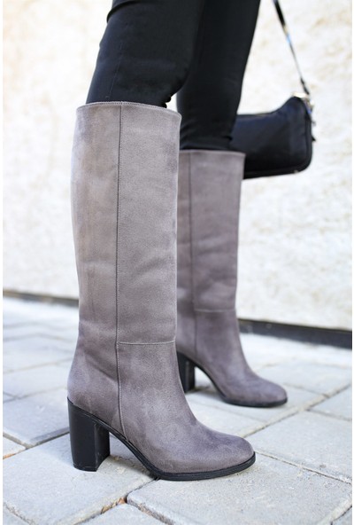 Shoemark Naomi Gri Süet Çizme