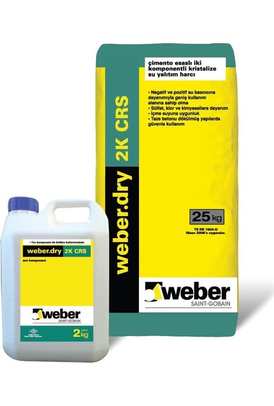 Weber Dry 2k Crs Set 25KG+2KG Kristalize Su Yalıtım Harcı Weber Dry 2k Crs Set 25KG+2KG Kristalize Su Yalıtım Harcı