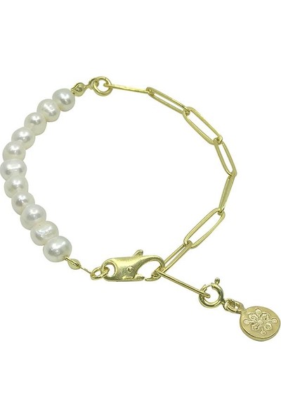 Parle Silver Etnik Desenli Plaka Amorf İnci Bileklik Parle Silver Etnik Desenli Plaka Amorf İnci Bileklik