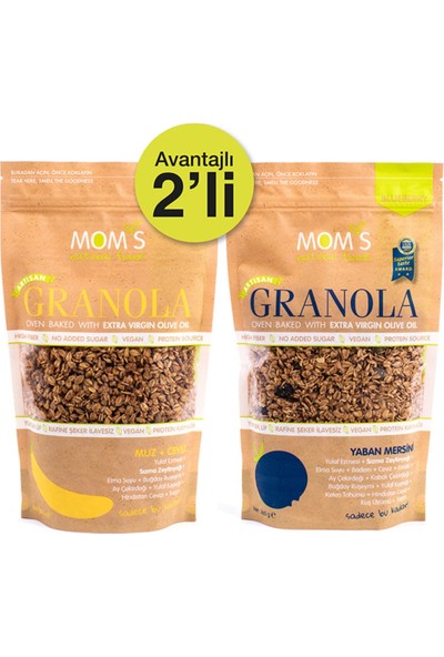 Mom's Natural Foods Ikili Granola Yaban Mersini 360 gr - Muz-Ceviz 360 gr