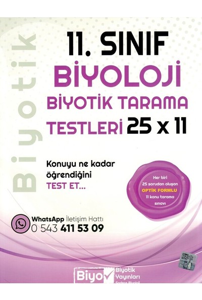 Biyotik Yayınları 11. Sınıf Biyoloji 25 x 11 Biyotik Tarama Testleri Biyotik Yayınları 11. Sınıf Biyoloji 25 x 11 Biyotik Tarama Testleri