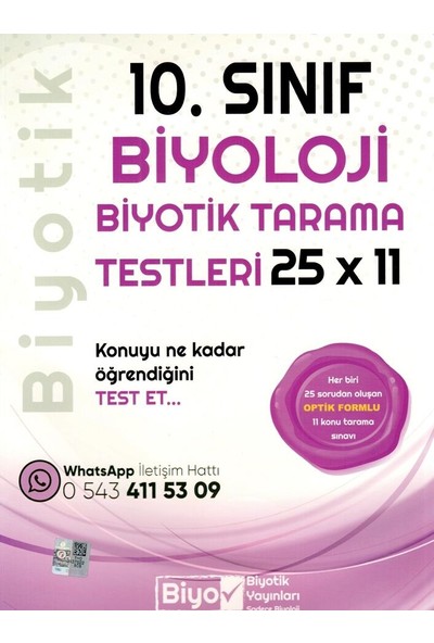 Biyotik Yayınları 10. Sınıf Biyoloji 25 x 11 Biyotik Tarama Testleri Biyotik Yayınları 10. Sınıf Biyoloji 25 x 11 Biyotik Tarama Testleri