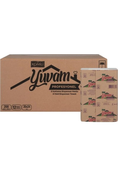 Komili Yuvam Profesyonel Z Katlamalı Dispanser Havlu 20 x 24 cm x 12 Komili Yuvam Profesyonel Z Katlamalı Dispanser Havlu 20 x 24 cm x 12