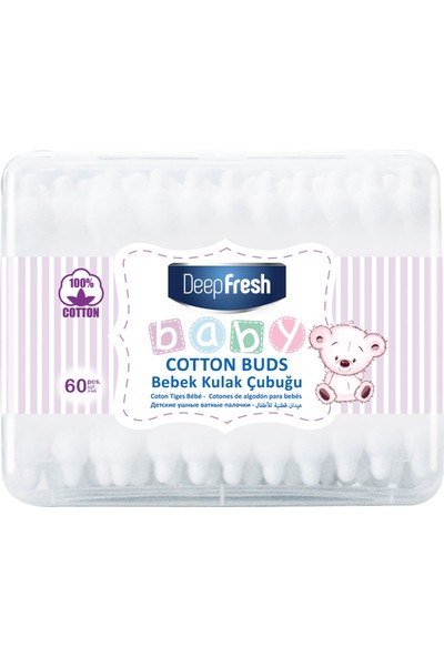 Deep Fresh Bebek Pamuklu Kulak Temizleme Çubuğu 60 Adet Deep Fresh Bebek Pamuklu Kulak Temizleme Çubuğu 60 Adet