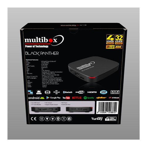 Multibox Black Panter 4 GB Ram 32 GB Hafıza Android TV Box Fiyatı