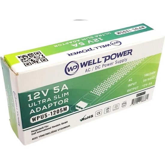 Wellpower 12 Volt 5 Amper Adaptör Ultra Slim LED Trafosu Fiyatı