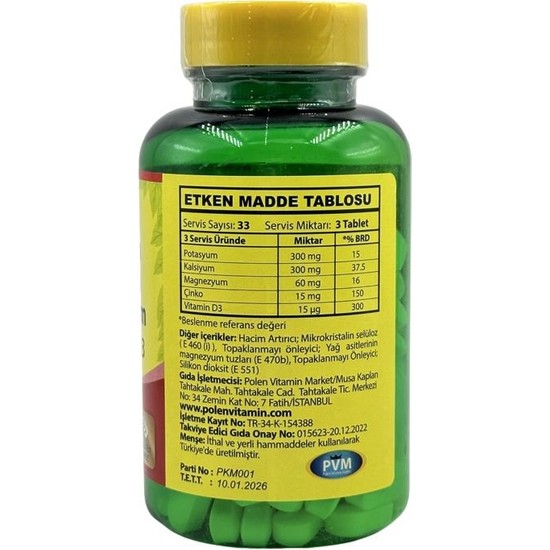 Vitapol Potassium Calcium Magnesium Zinc Vitamin D3 100 Fiyatı