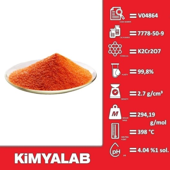 Kimya Lab Potasyum Dikromat - 1 kg - Cas No: 7778-50-9 Form: Fiyatı
