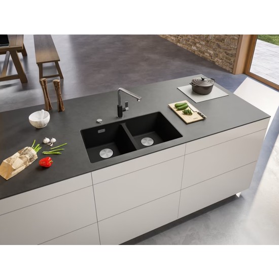 Franke - Mrg 120-35-35 Nero Tezgahaltı 2 Gözlü Granit Evye Fiyatı