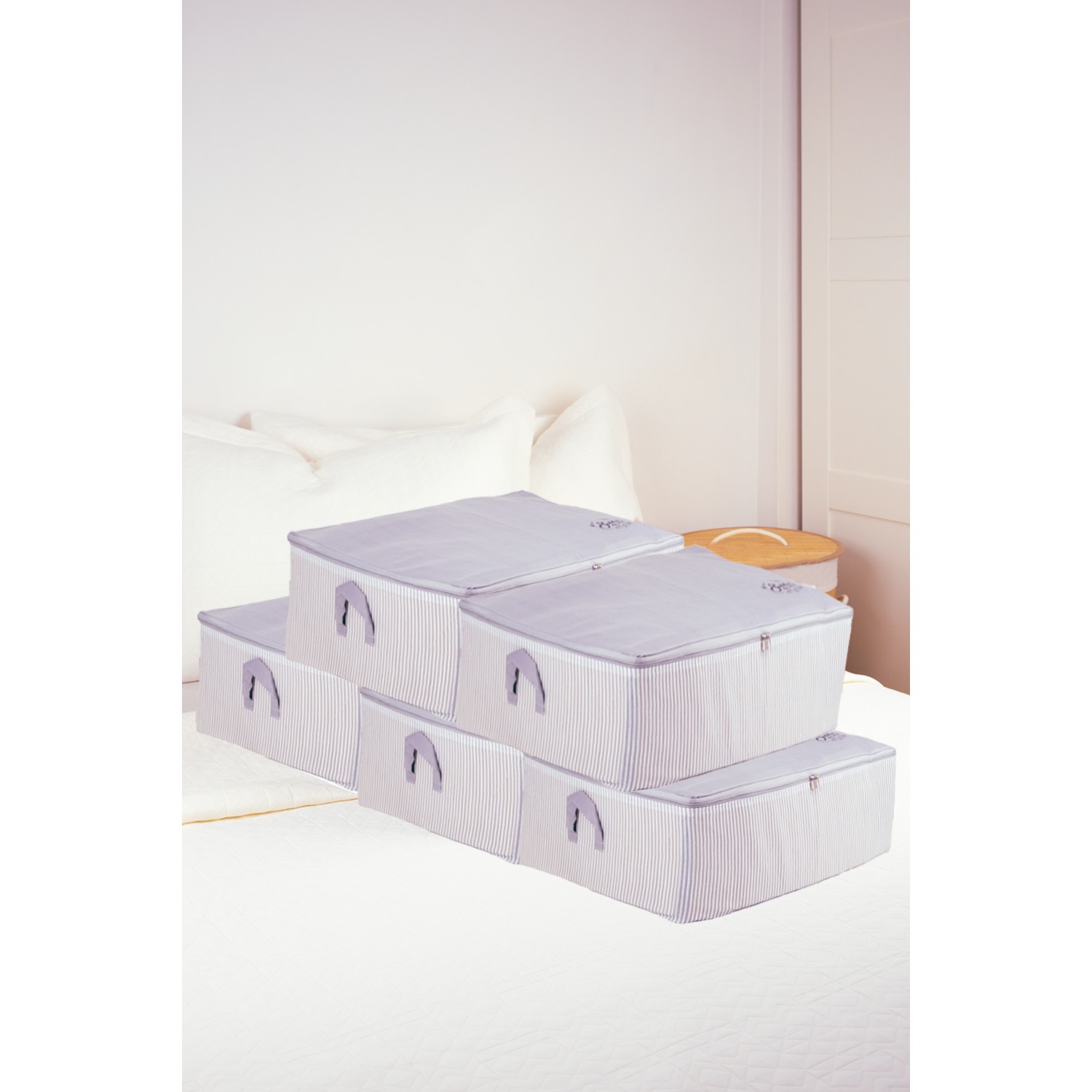 textile sweet 5'limega Boy Gri Çizgili Baza Altı Düzenleyici Fiyatı