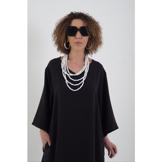 Zelish My Sister Siyah V Yaka Oversize Elbise Fiyatı